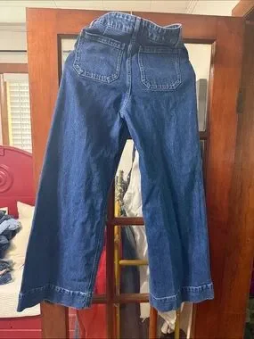 H&M | Jeans | Hm Wide Leg Blue Jeans With Front Patch Pockets | Poshmark